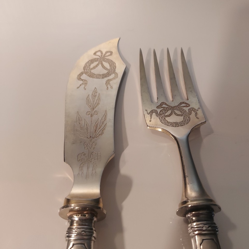 Weighted 800 Silver Handle - Fish Fork & Knife Serving Cultery Set | eBay