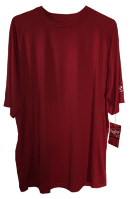 Rawlings Men's 2XL Red Short Sleeve Polyester Baseball T-Shirt Pullover ...