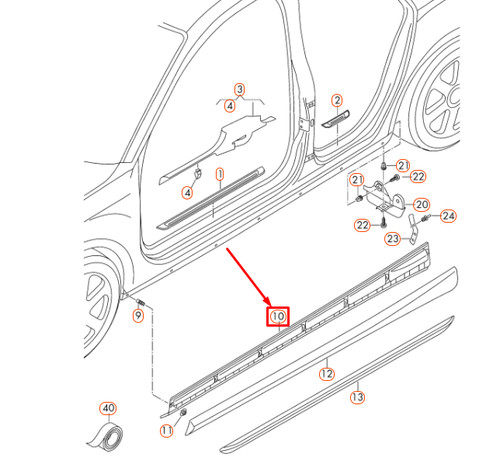 OEM AUDI A3 8V RIGHT ROCKER PANEL SECURING STRIP BRACKET 8V5854536 ...