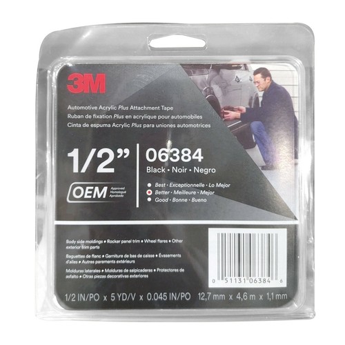 3M Auto Acrylic Plus Attachment Tape 1/2" x 5 yd Black 06384 - Car Trim ...