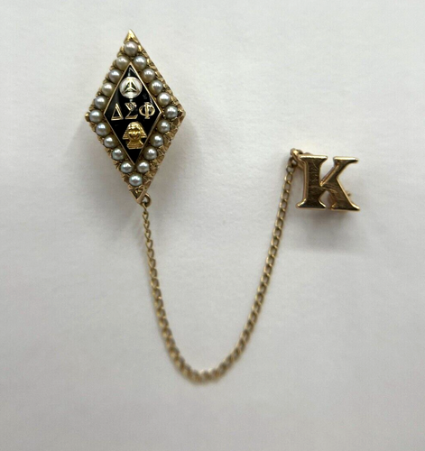 10K Gold Fraternity Sweetheart Pin w pearls Delta Sigma Phi Kappa ...