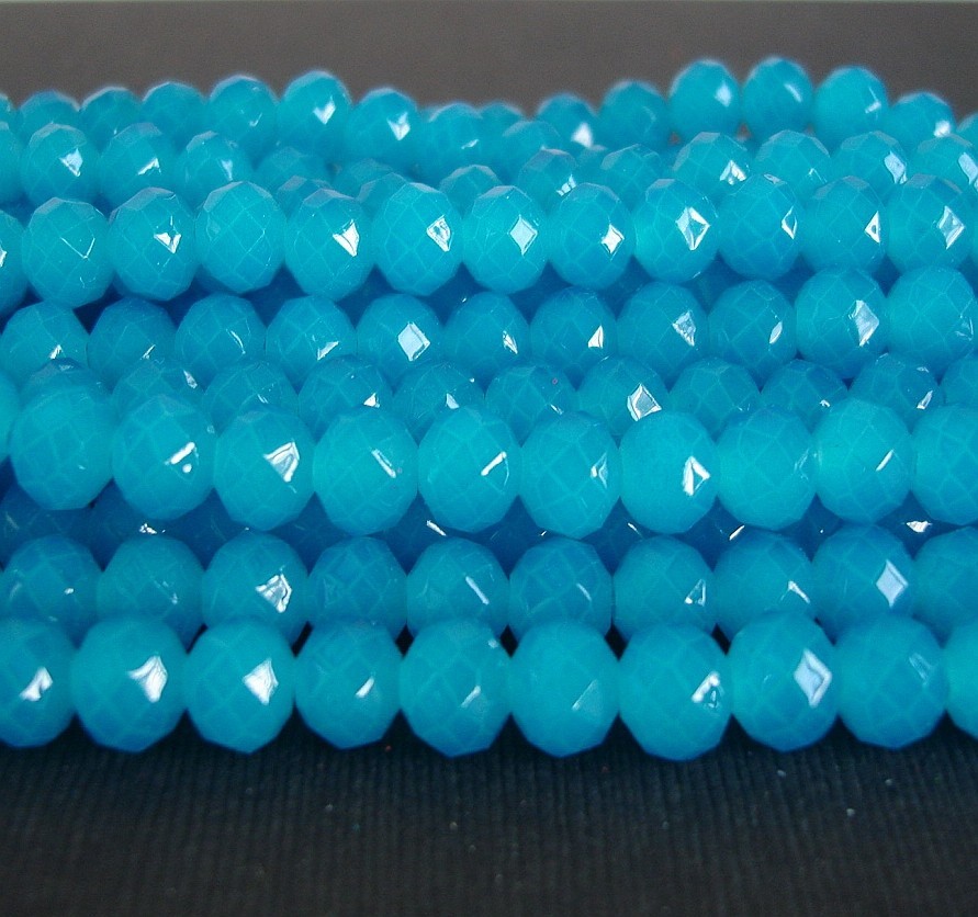 15inch- Cyan Quartz Glass Faceted Rondelle Beads...8x6mm.. | eBay