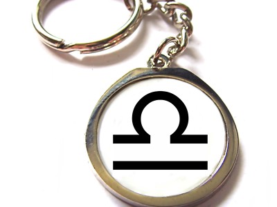 ZODIAC STAR BIRTH SIGN LIBRA THE SCALES BIRTHDAY KEYRING KEY FOB KEYFOB ...