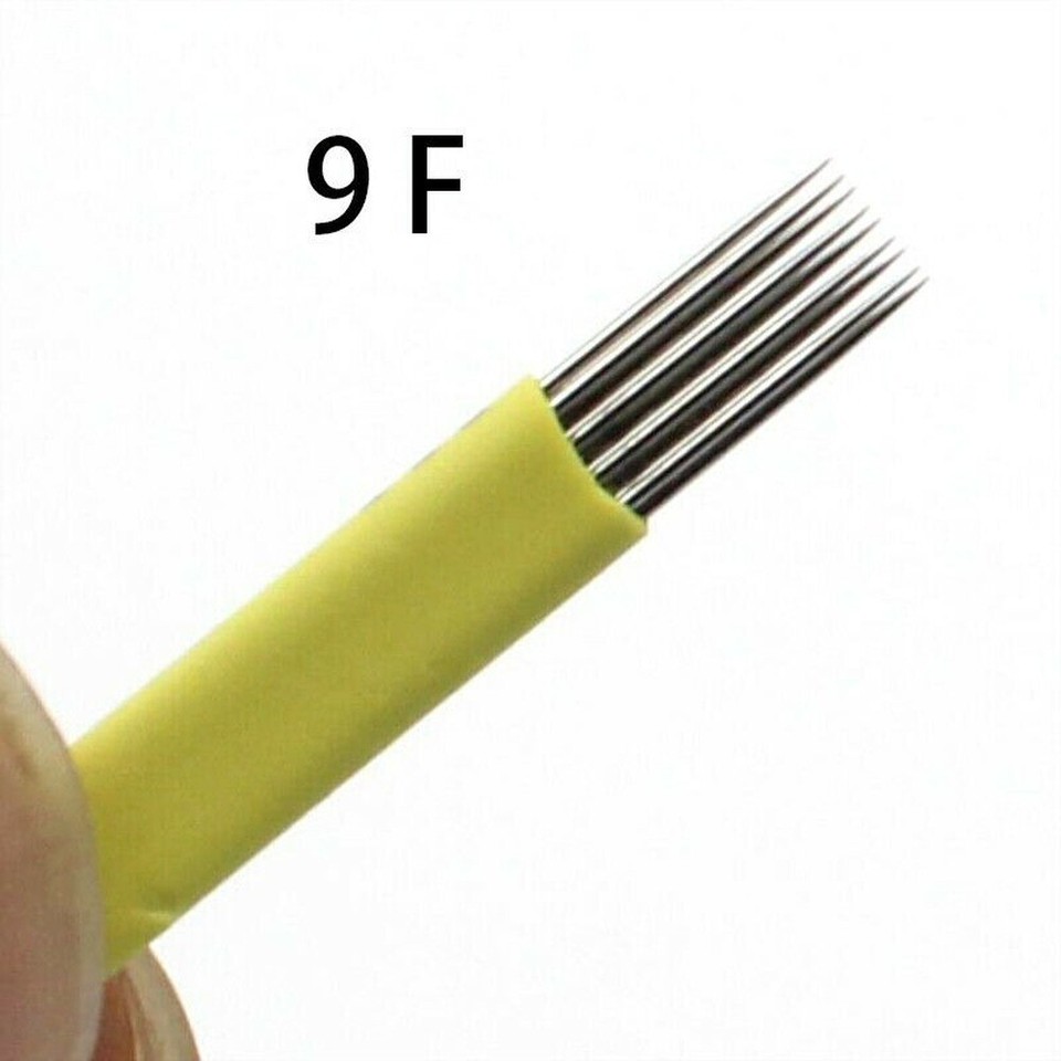 Double Rows Microblading 9 Pin Needles Permanent Makeup Manual Eyebrow ...