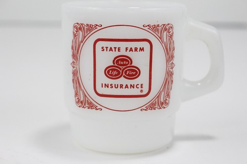 Anchor Hocking Fire King State Farm Insurance Milk Glass Coffee Mug | eBay