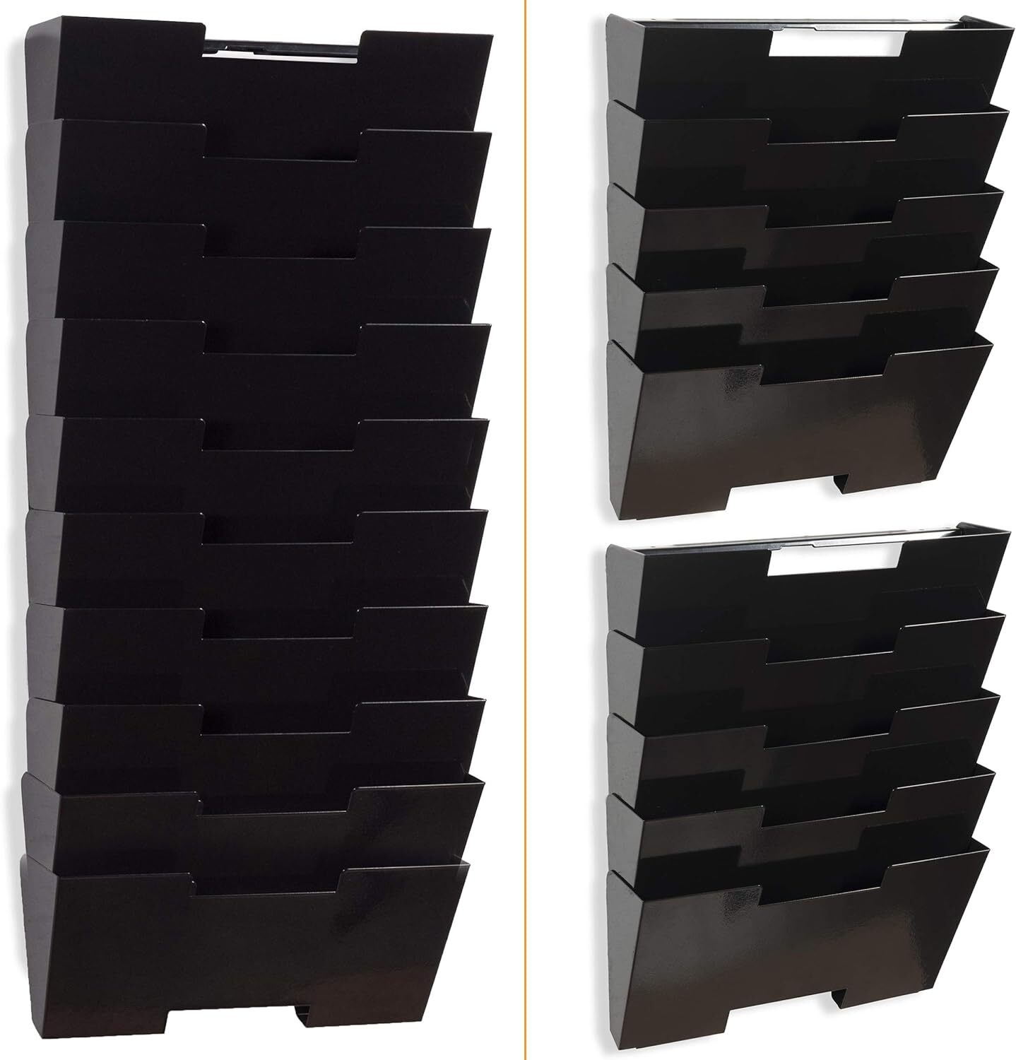 Black Wall Mount Steel Vertical File Organizer Holder Rack 10 Sectional ...