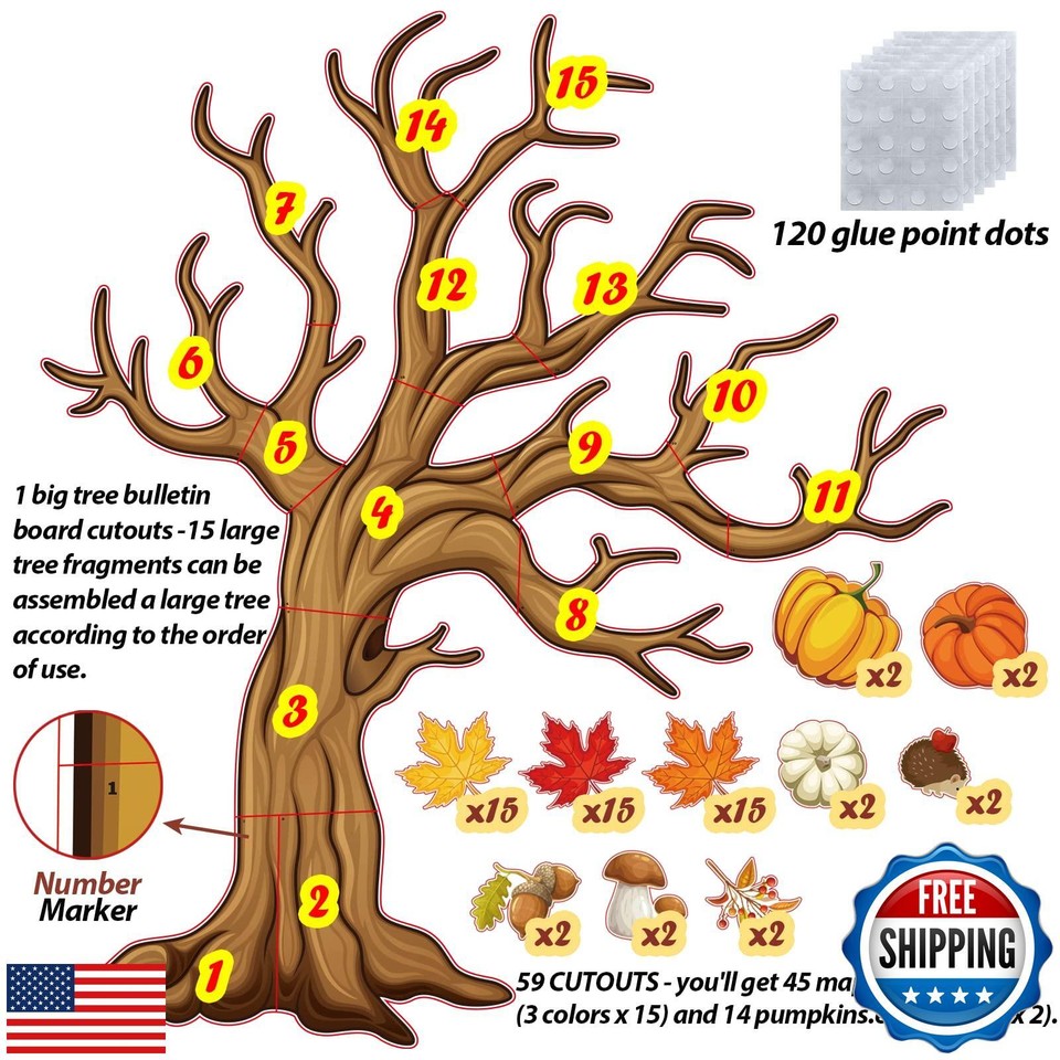 4Ft Big Tree Bulletin Board Set Spring Fall Summer Tree Bulletin Board ...