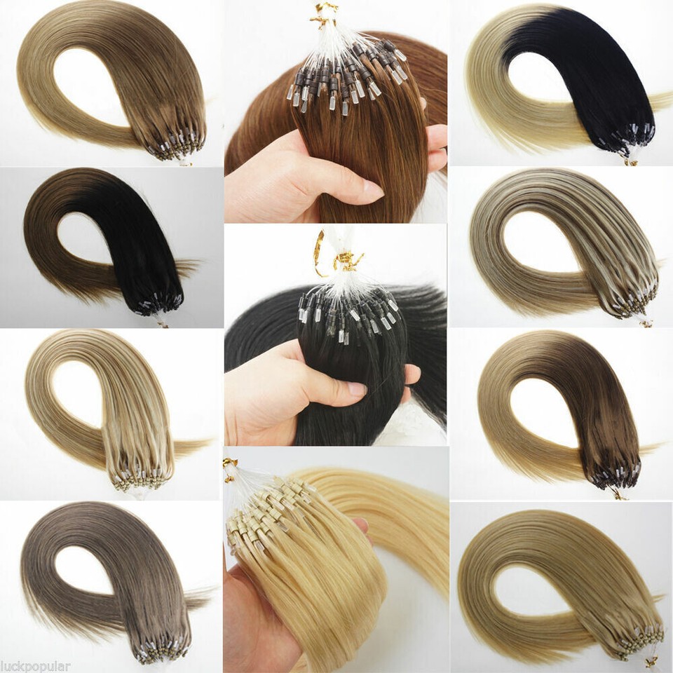 Micro Beads Hair Extensions Micro Ring Loop Tip Remy Human Hair Full ...