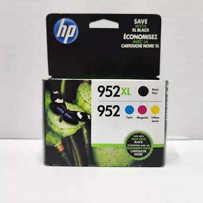 NEW Genuine HP 952XL Black & 952 Color Ink Combo 4-Pack Sealed Exp 2026 ...