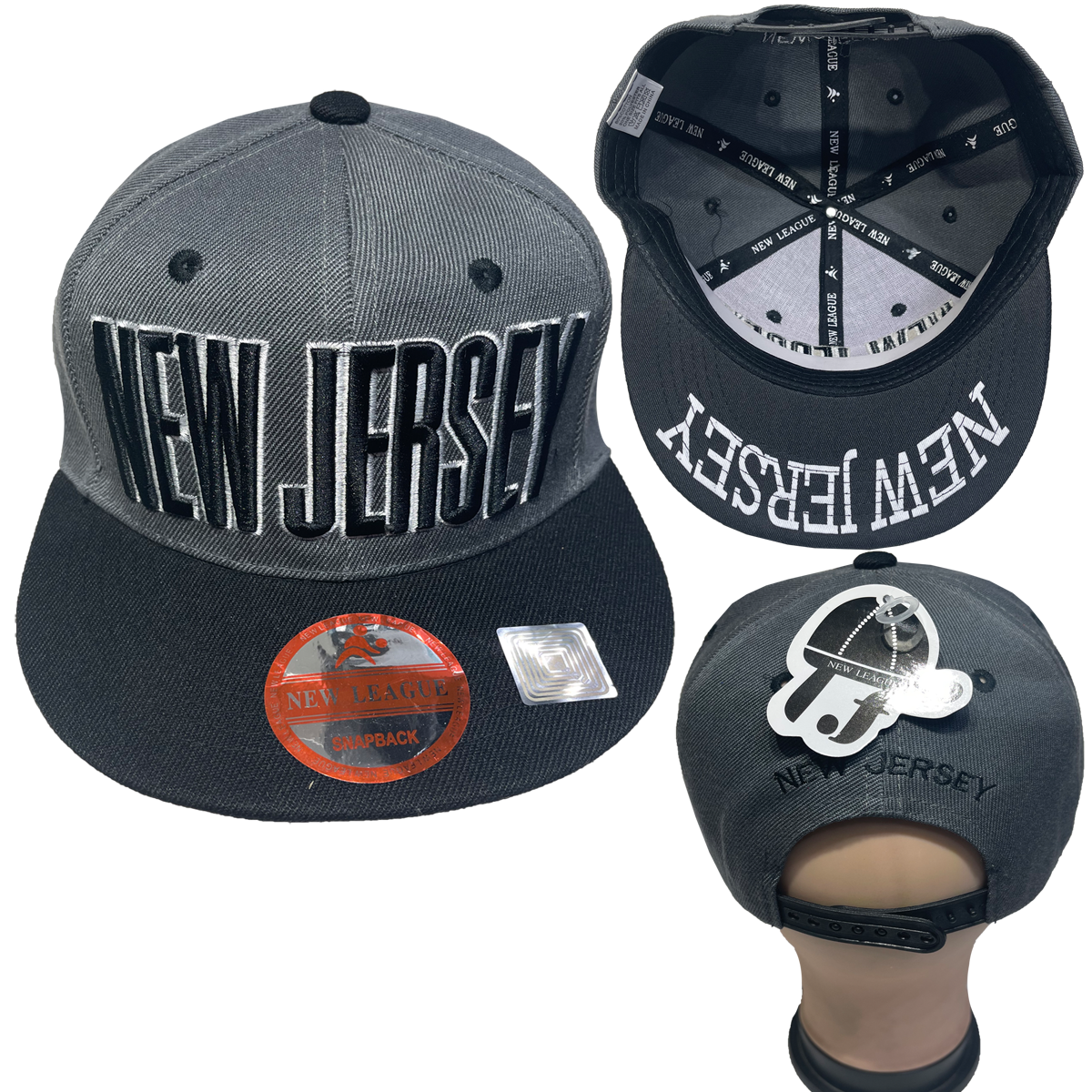 NEW JERSEY 3D Embroidered Hip Hop Snapback Adjustable Baseball Cap Hats ...