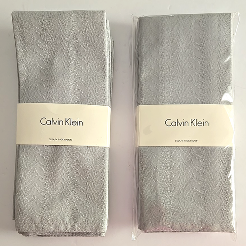 Calvin Klein Sula 8 Napkins Gray 20"x20" Cloth Table Linens New Open | eBay