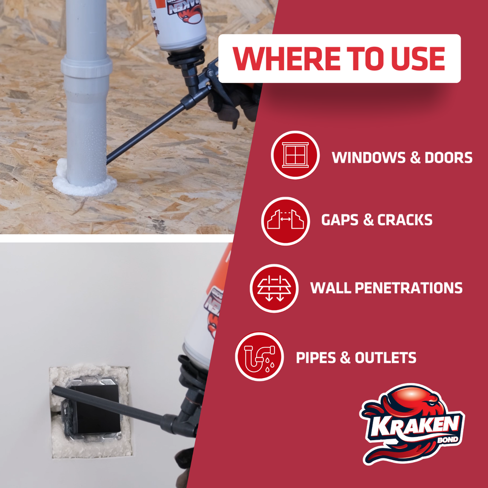 Kraken Bond PRO Window & Door Low Exp Gap Filler Gun Foam 24oz 2Pk Gun ...