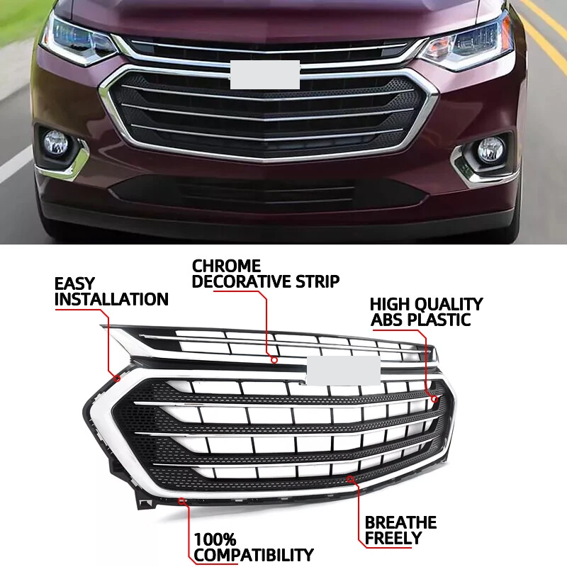 For 2018 2019 2020 Chevy Traverse Front Bumper Chrome Upper & Lower ...