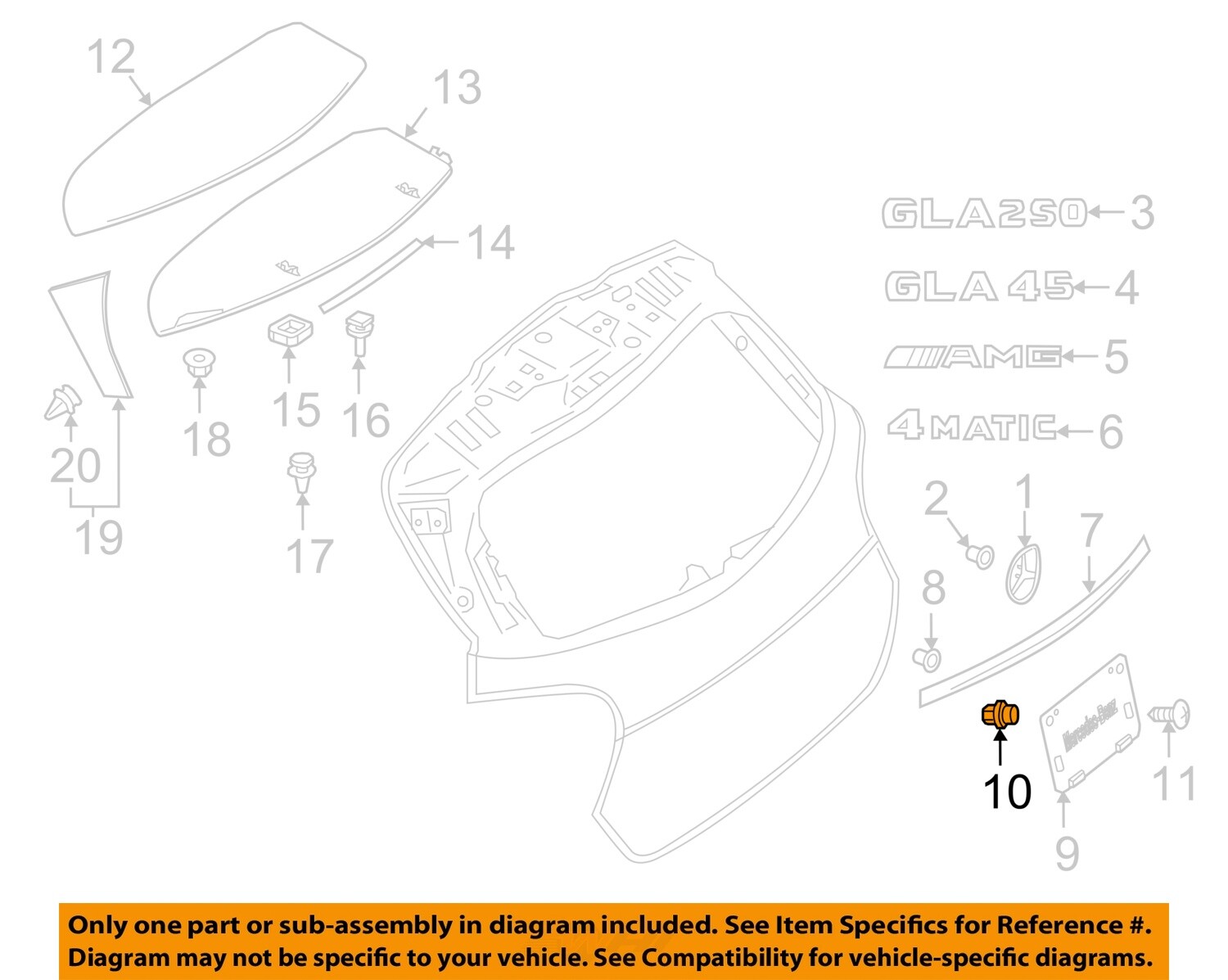 MERCEDES OEM 10-15 GLK350 Liftgate Tailgate Hatch-License Bracket Nut ...