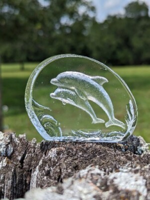 Vintage Glass Dolphin Paperweight/Transom Window Sill Decor Sticker On ...