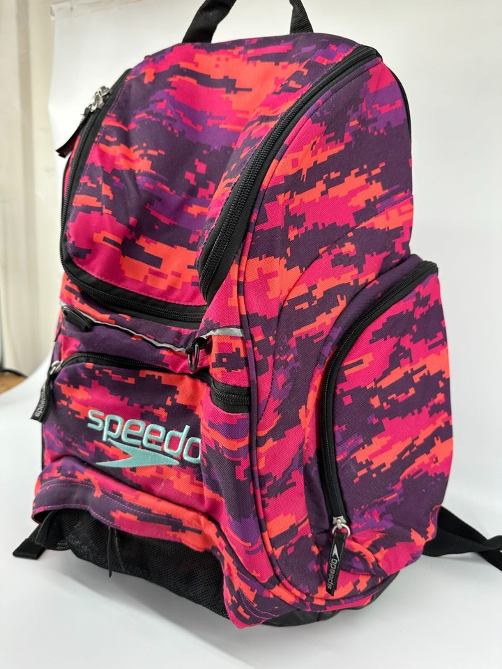 Speedo Teamster 35L Swim Backpack/ Pink And Purple Geometric Camo | eBay