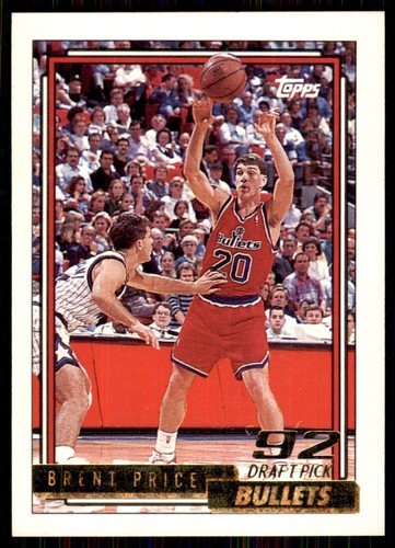 1992-93 Topps Gold Brent Price Rookie Washington Bullets #340 NBA ...