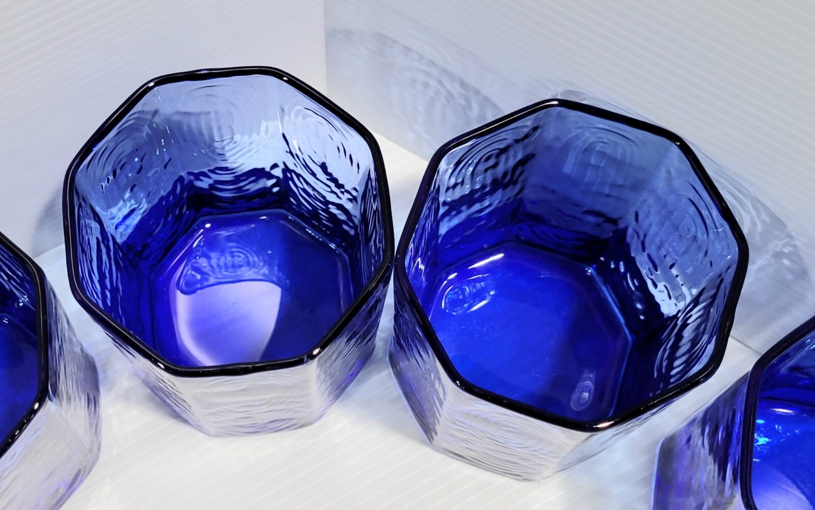 Libbey Glass Facets Cobalt Blue Old Fashioned Glasses Set of 6 6 oz ...