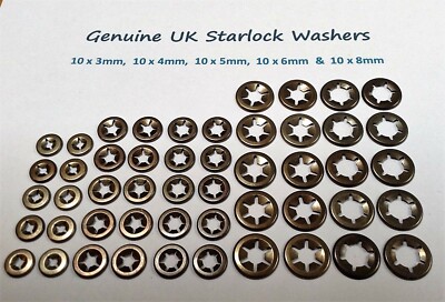 Starlock Washers Push On Fasteners Locking Metric Shaft 10X3,4,5,6&8mm ...