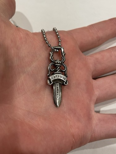 Chrome Hearts Large Dagger Pendant Ball Chain Sterling Silver Necklace ...