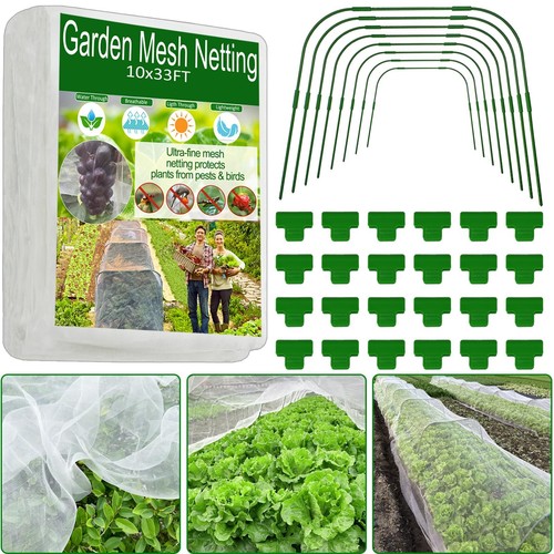 Garden Netting Kit Plant Covers 10x33 FT Ultra Fine Mesh Netting Pest ...