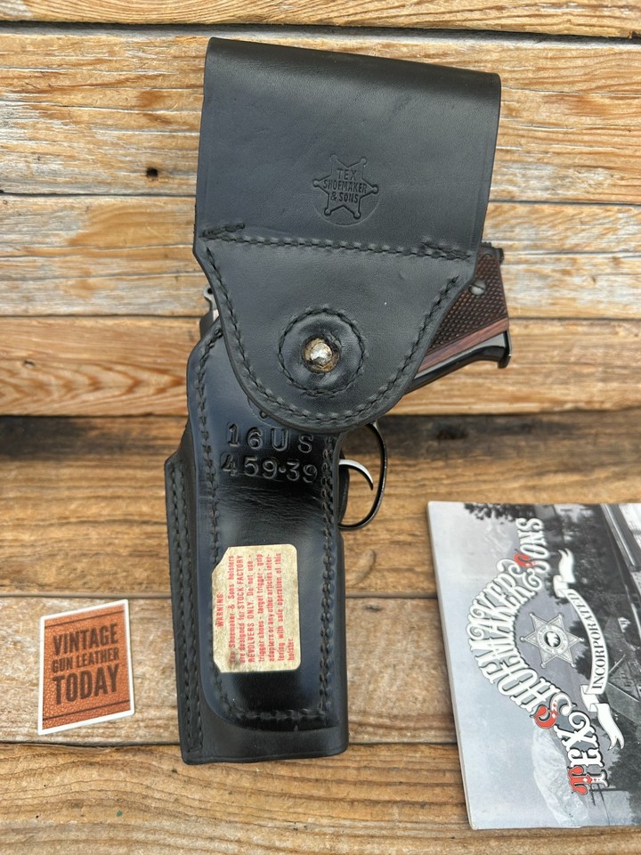 Vintage 1970 - 80s Tex Shoemaker Model 39 459 Black Leather Swivel ...