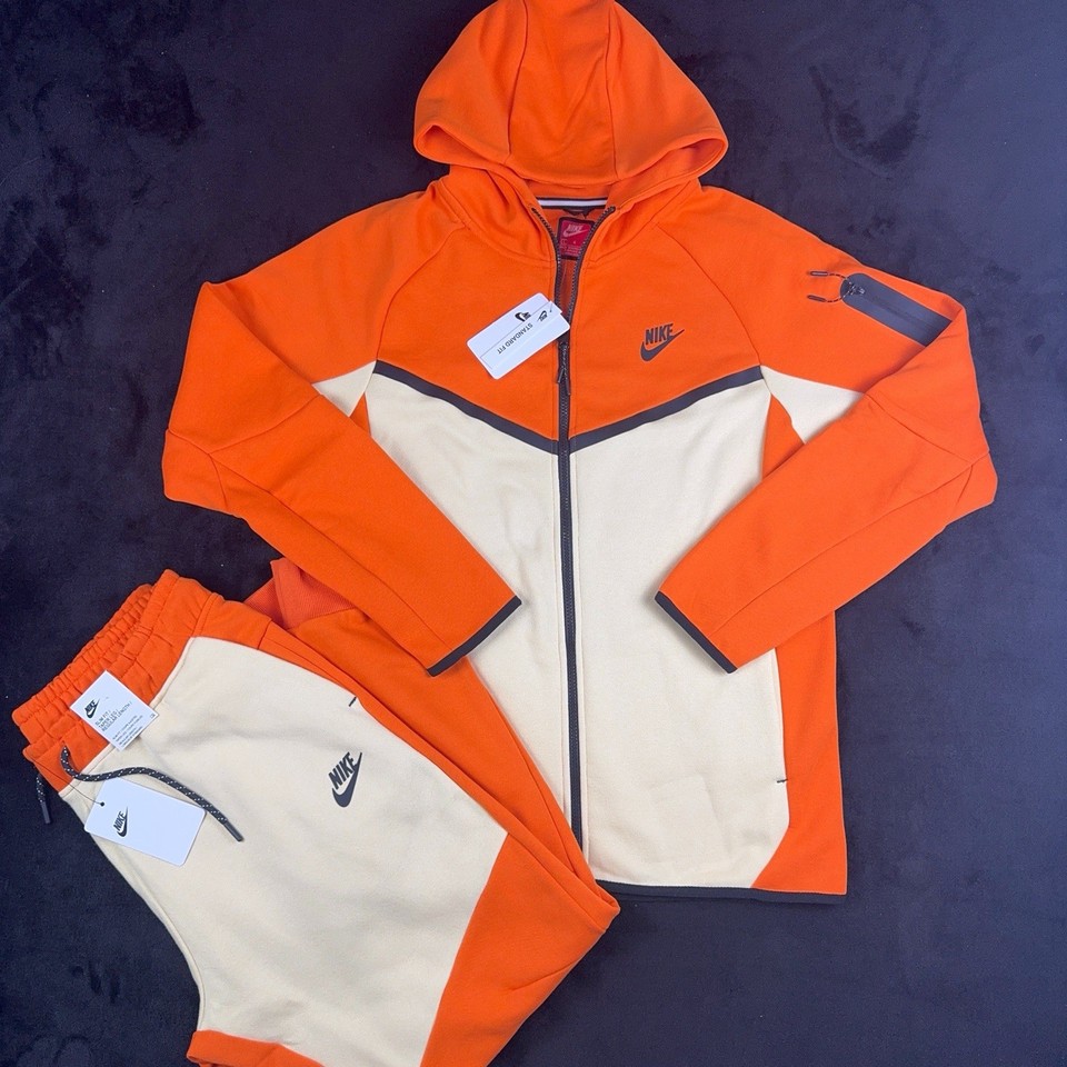 Men’s Nike Tech Fleece Sweatsuit Sportswear Tracksuit Color Orange /Tan ...