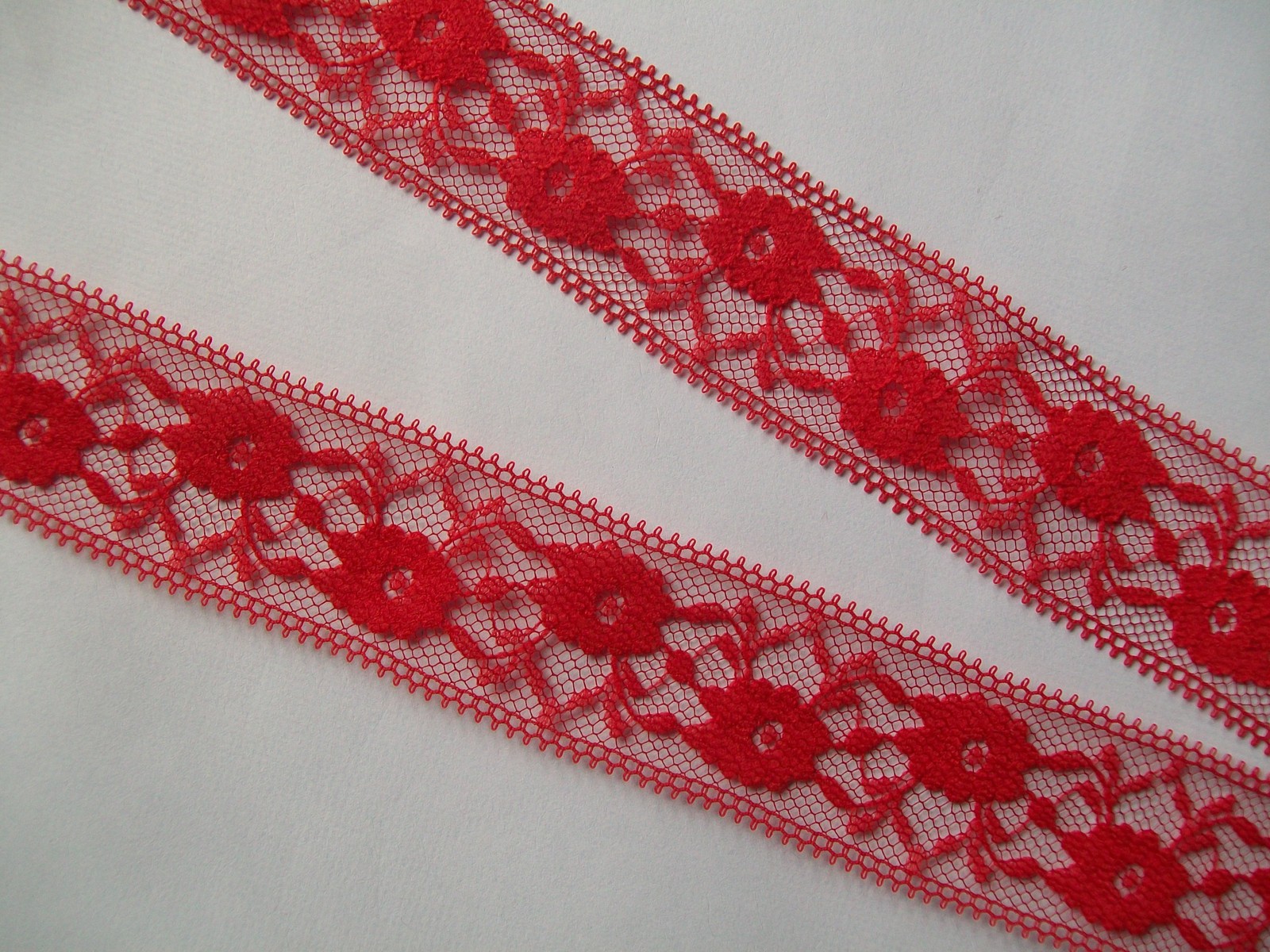 Red or White with Red Flat Lace Various pattern and widths - choose ...