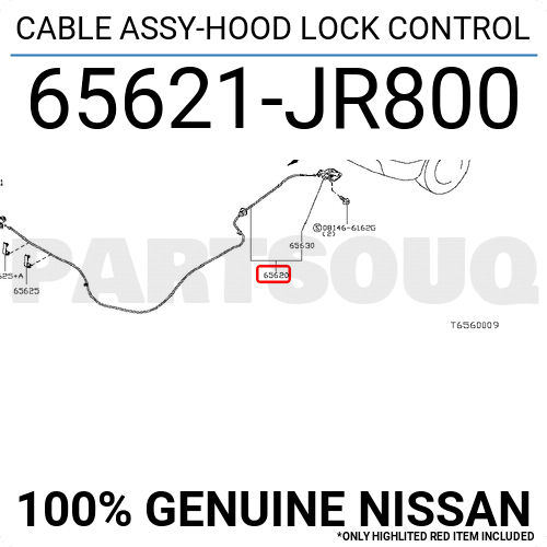 65621JR800 Genuine Nissan CABLE ASSY-HOOD LOCK CONTROL 65621-JR800 | eBay