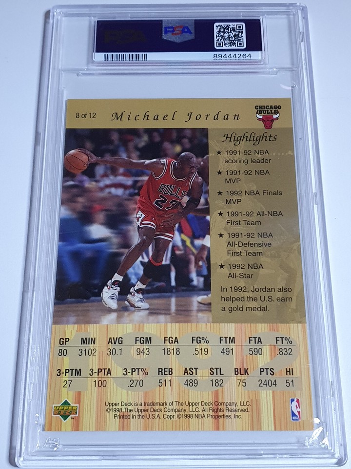 1998 Upper Deck Michael Jordan Gatorade #8 Jumbo GOLD Foil - PSA 9 (Low ...