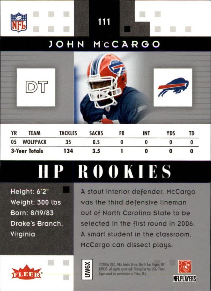 2006 Hot Prospects #111 John McCargo RC /1150 - NM-MT | eBay