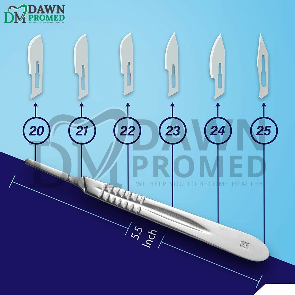 1000 Sterile Surgical Blades #25 with BP Scalpel Handle #4 Medical ENT ...