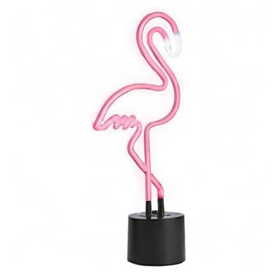 Amped & Co Flamingo Neon Desk Light, Real Neon, Pink, Large 17 x 6.7 ...