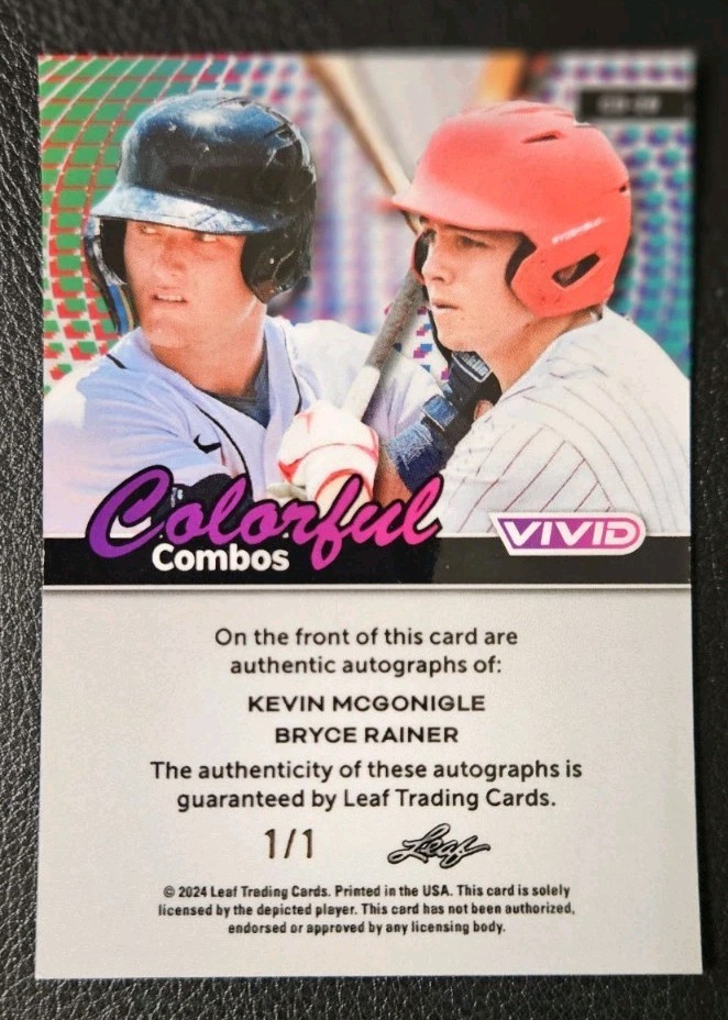 2024 Leaf Vivid Bryce Rainer Kevin Mcgonigle Colorful Combos Dual Auto ...
