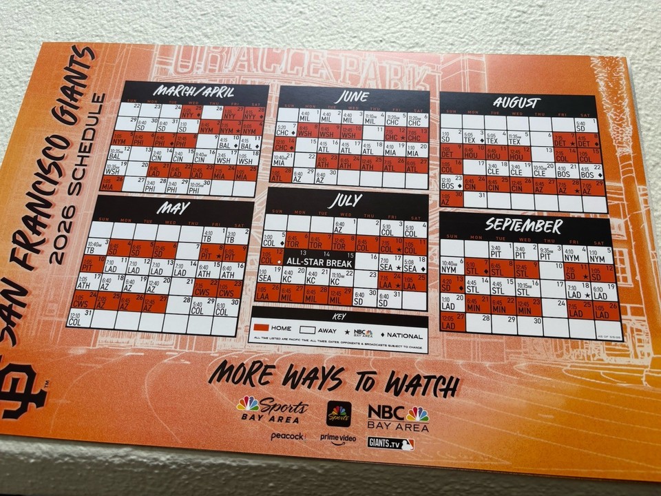 2026 SF GIANTS AUTHENTIC Fan Schedule poster CHEER CARD SGA | eBay