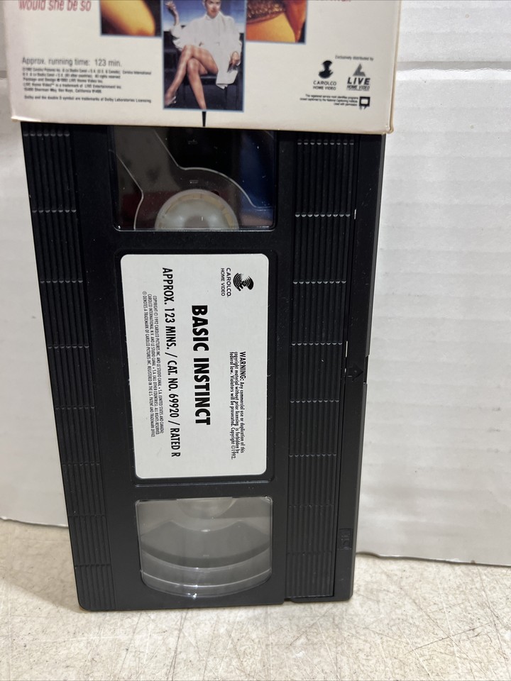 Basic Instinct VHS Thriller Sharon Stone Michael Douglas Carolco Home ...