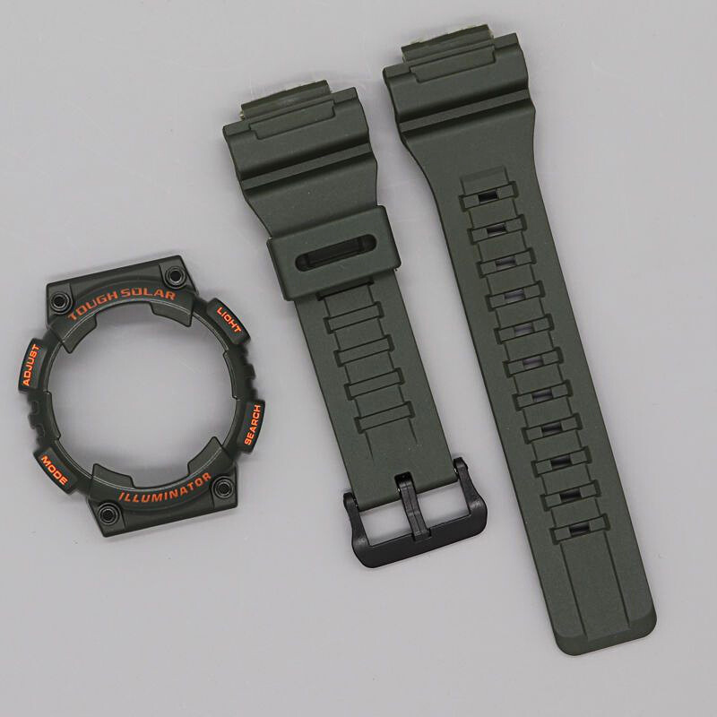Watch Band Replacement Silicone Rubber Strap+Protective Case For Casio ...