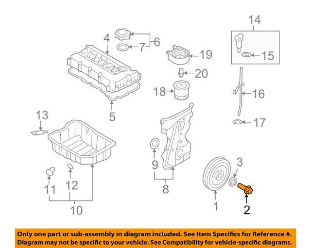 Hyundai OEM 06-17 Sonata Engine Parts-damper Pulley Bolt 2312723001 for ...