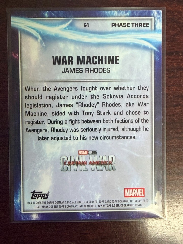 2025 Topps Marvel Chrome Studios James Rhodes War Machine Prism ...