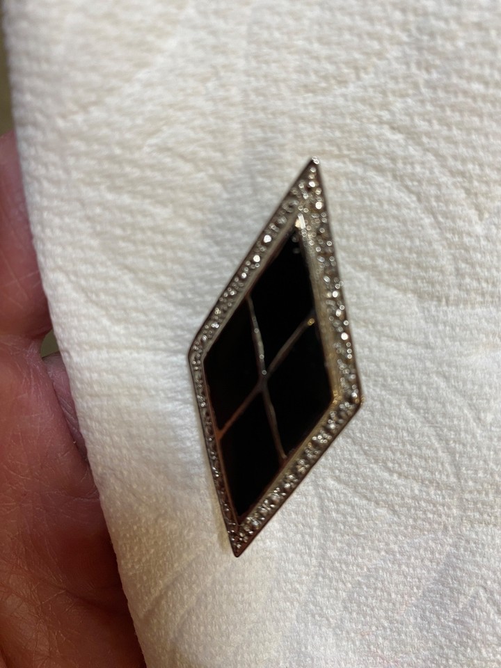 Vintage Jewelry Black and Silver Tone Diamond Brooch Pin Rare | eBay