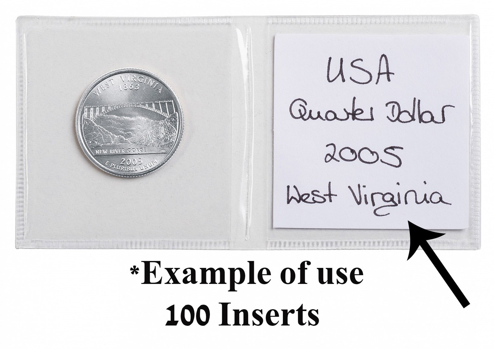 100 White Inserts For Two Double Pocket Coin Flips 2.5x2.5 For Saflips ...