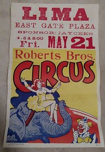 Roberts Bros. Circus Lima Elephant Lady Rare Show Poster-Collection ...