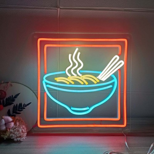 16"x16" Japanese Ramen Noodle Open Flex LED Neon Sign Light Lamp Bar ...