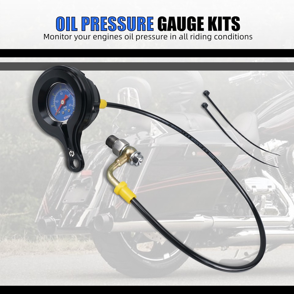 60PSI 0.4MPa Oil Pressure Gauge Kits For Harley Street Glide FLHX ...