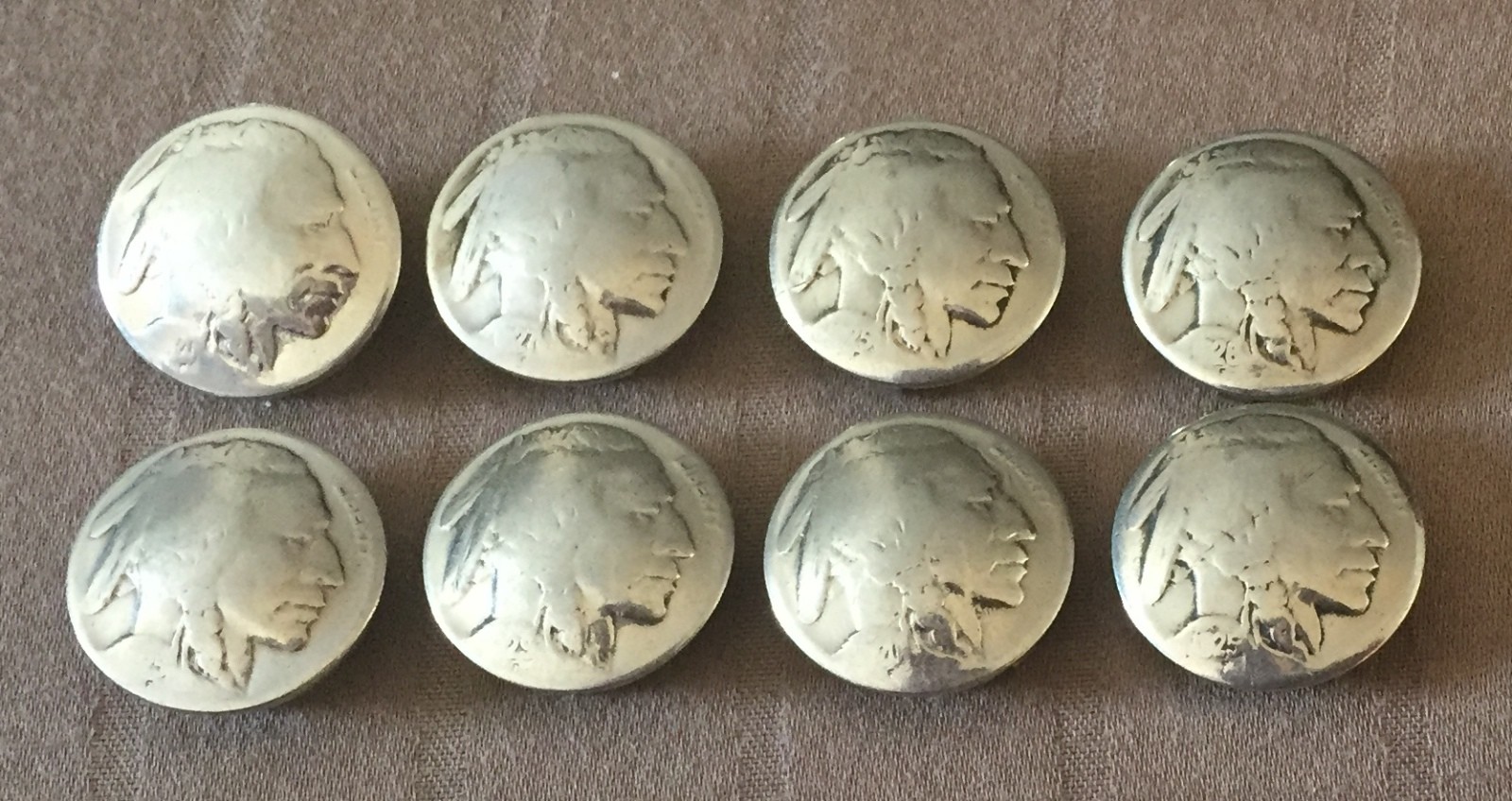 8 Buffalo Nickel Buttons snap over button clasp Back, never used | eBay