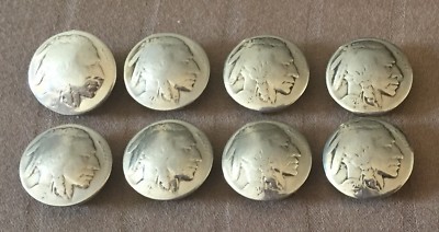 8 Buffalo Nickel Buttons snap over button clasp Back, never used | eBay