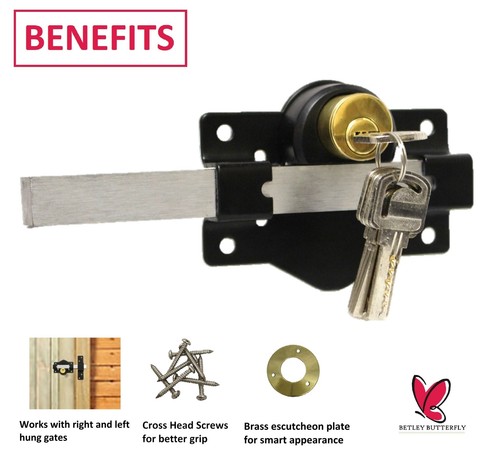 Gate Lock Garage SECURITY SHED Double Long Throw Bolt 70 50 MM 5 Key ...