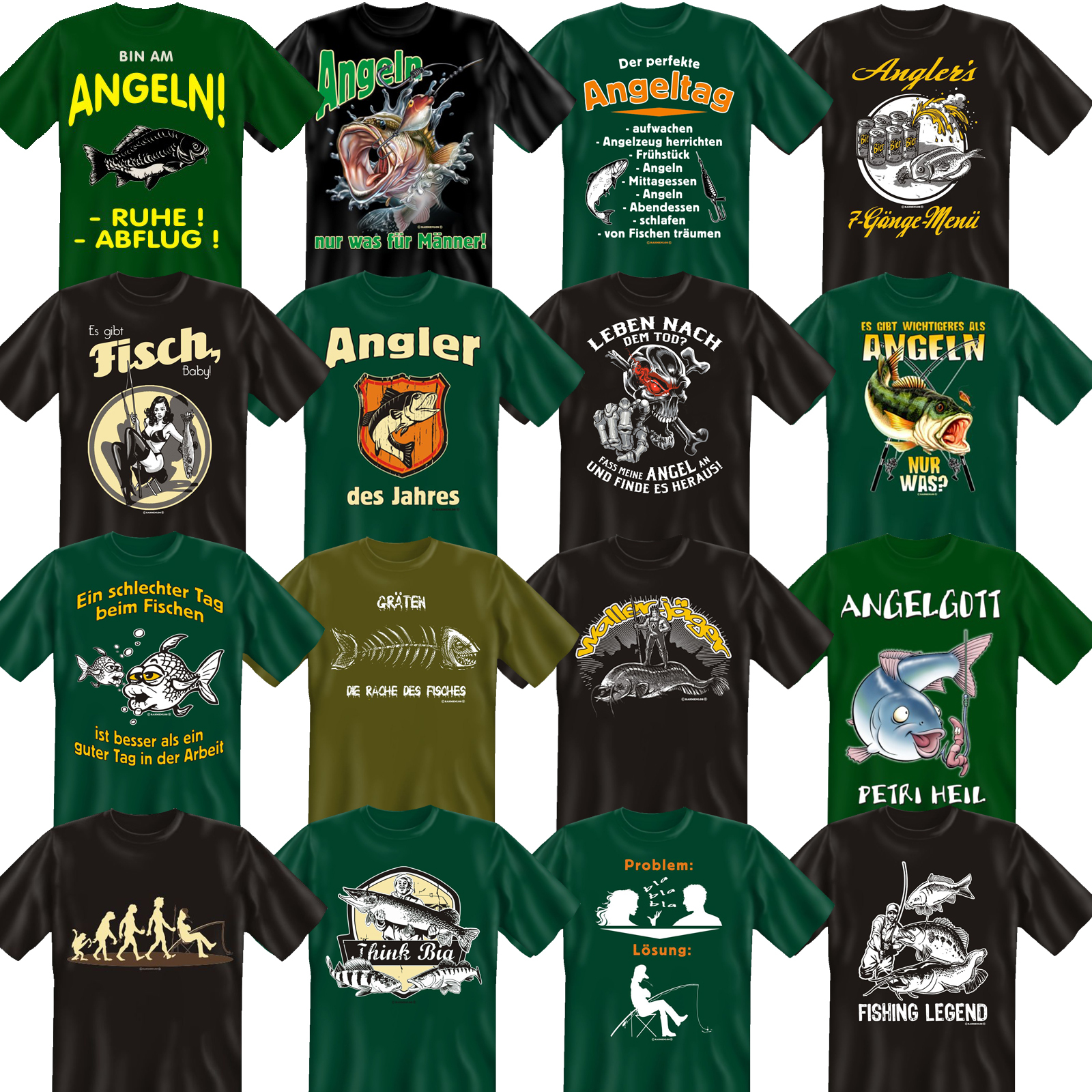 Angler T-Shirt Angel Angelsport Angeln Fischen Männertag bedruckte ...