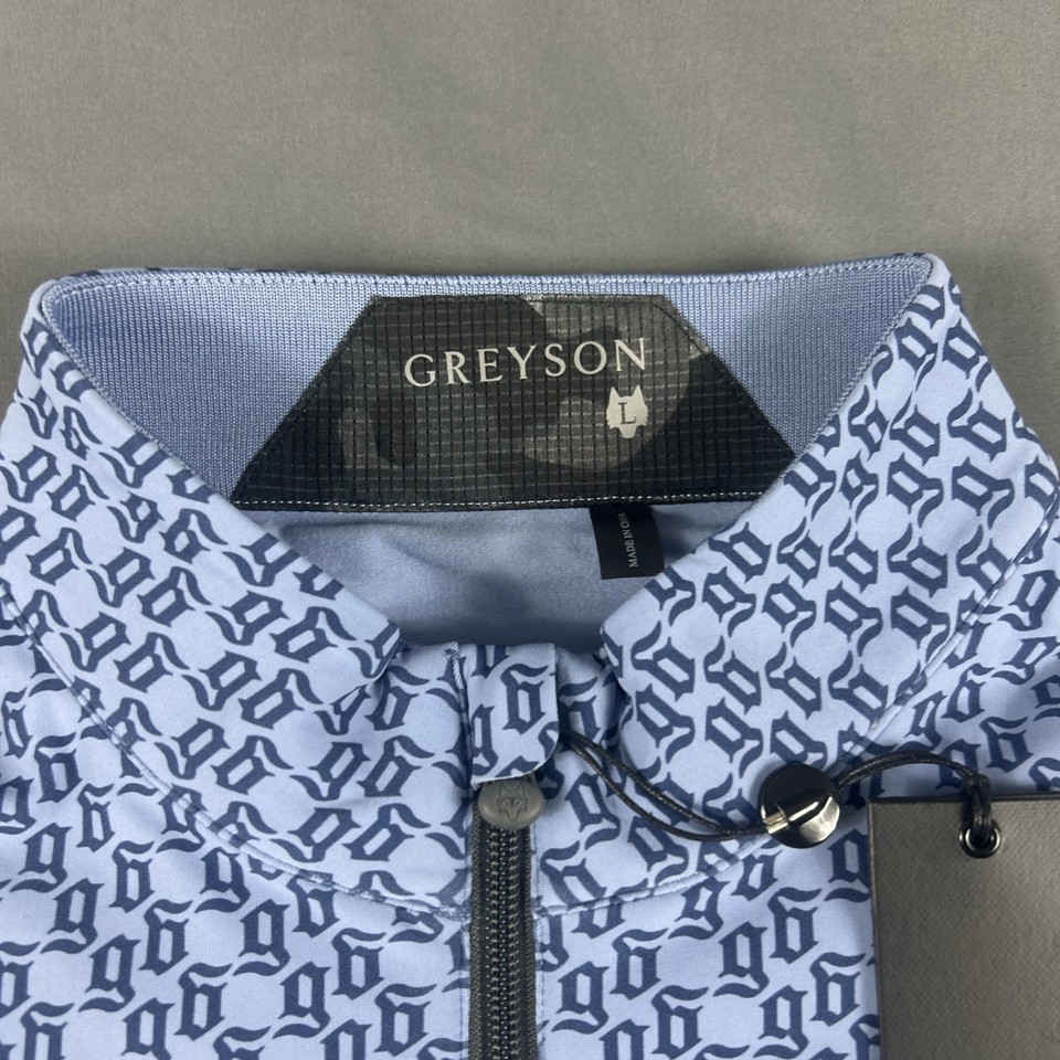 Greyson Golf Pullover Chest Logo Wolf Tails Print 1/4 Zip Large Blue ...