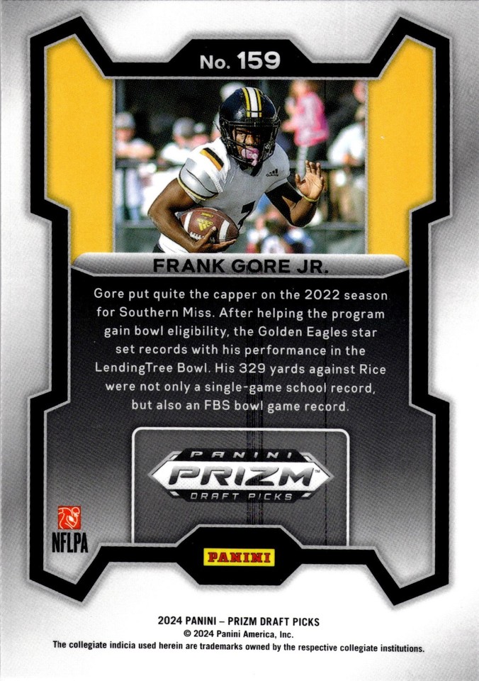 2024 Panini Prizm Draft Picks - Frank Gore Jr. #159 (RC) | eBay